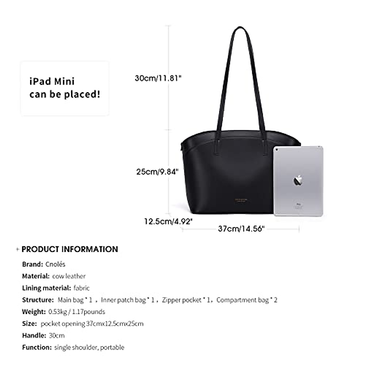 Cnoles Purses And Handbags for Women Tote Shoulder Satchel Crossbody Bags Leather Large Capacity Purse Designer Bucket Bag Black