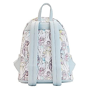 Loungefly Disney Princesses Sketch Pastel Colors All Over Print Womens Double Strap Shoulder Bag Purse