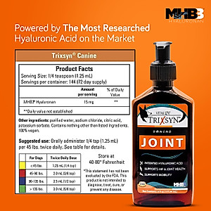 TRIXSYN Canine - All Natural Hip and Joint Care for Dogs- Enhance Joint Mobility and Cartilage Function - Live Healthier and Happier- Patented MHB3 Hylauronan Liquid Formula