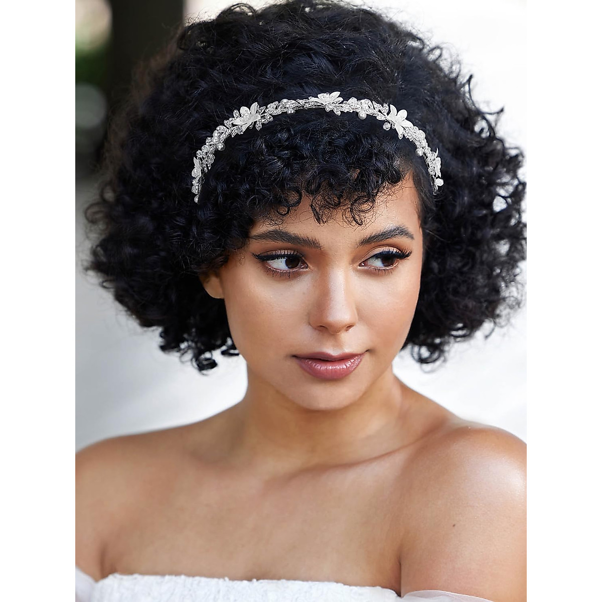 SWEETV Rhinestone Bridal Headband Silver Wedding Headpiece for Bride Crystal bridal hair pieces for Wedding Hair Accessories for Women Girl