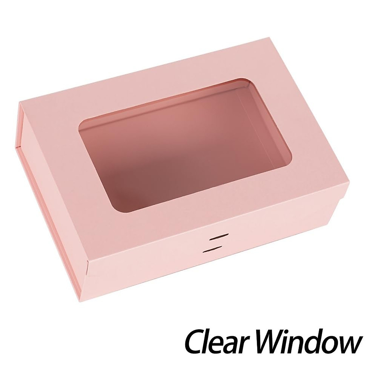 PLINJOY Pink Gift Box for Presents with Ribbon 10.8x7.5x3.5 Inches Clear Gift Box with Window Magnetic Closure Gift Boxes with Lids