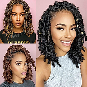 Niseyo 6 Packs Butterfly Locs Crochet Hair 12 Inch Pre Looped Natural Black Distressed Locs Crochet Braids (1B)