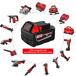 S SKSTYLE 5.0Ah Battery for Milwaukee M18 48-11-1850 2 Pack Lithium-Ion 18V Battery 48-11-1852