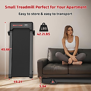 XMKEY Walking Pad-Under Desk Treadmill-2 in 1 Treadmills for Home-Walking Treadmill with Remote Control, Portable Mini Treadmill 265 lbs Capacity, Bluetooth and LED Display