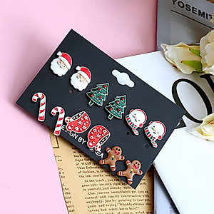 6-16 Pair Christmas Earrings for Women Cute Funny Christmas Earrings for Women Bow Tree Santa Holiday Earrings for Christmas Gifts (6pair, Zinc Alloy)