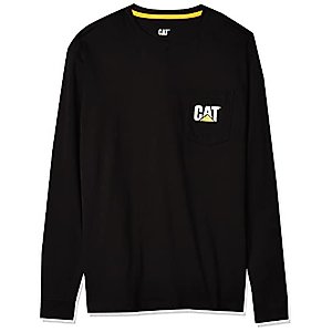 Caterpillar Men's Trademark Pocket Long Sleeve T-Shirt (Regular and Big & Tall Sizes), Black, 2X Large