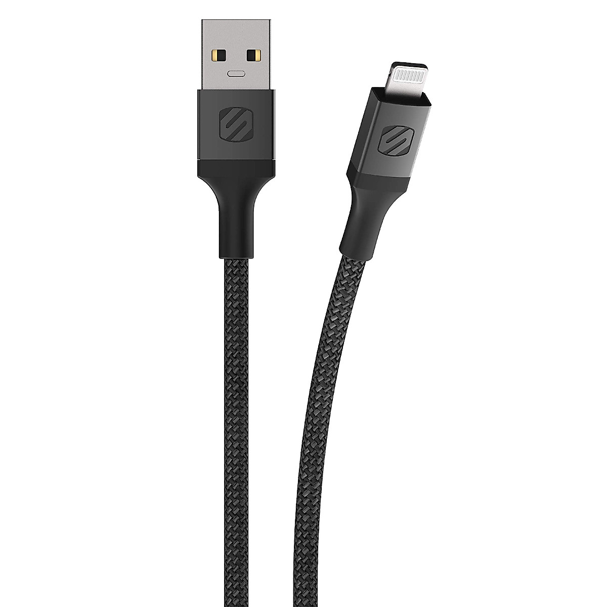Scosche i3B1SG-SP MFi Certified Strikeline Sync Braided Lightning Charging Cable for All Lightning Devices, 1 Feet, Black