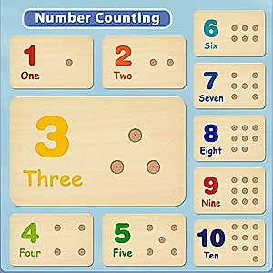 Atoylink Wooden Counting Peg Board Kindergarten Math Manipulatives Number Counting Toys for Toddlers Learning Materials Montessori Educational Toys for 2 3 4 Year Old Boys Girls Gifts
