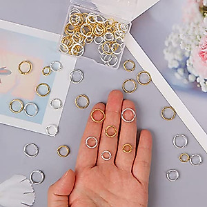 90PCS Double Hole Bead for Jewelry Making, UHOMENY Round Frames Links Connectors Two Hole Circle Frame Spacer Beads Brass Round Connector Ring for Beading Earring Bracelet Necklace (Gold & Silver)