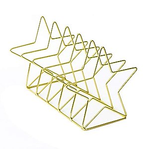 Newspaper Rack Magazine Rack Book Shelf Bookend Storage Rack Metal Wire Letter Rack Display Stand Desk Office 26X18X17.5CM MUMUJIN (Color : Gold)