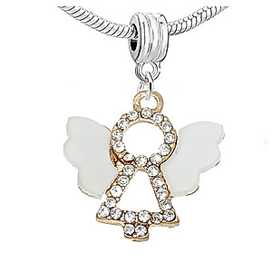 Sexy Sparkles Angel Charm Bead with Rhinestones for Snake Chain Charm Bracelet