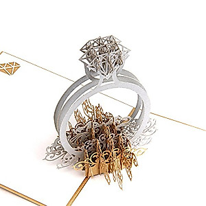 HUNGER Handmade 3D Pop Up Diamond Ring Birthday Cards Creative Greeting Cards Papercraft (Diamond Ring)