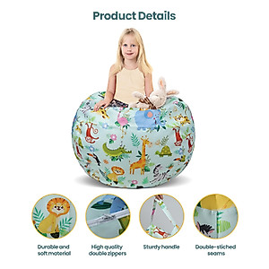 decalsweet Bean Bag Chair for Kids Stuffed Animal Storage Beanbag Chairs,Toddler Toy Storage Organizer for Girls and Boys,32'' Cover（No Filling Only