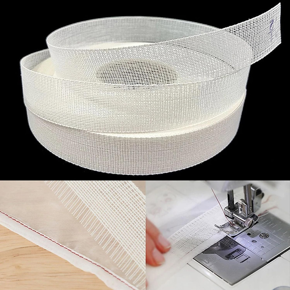 ArrErr 2 Yards Fishbone Boning Lining 3.5cm Width Cloth Webbing Strap Support Tape for Wedding Dress Edge Sewing DIY Skirts Corset Vest Bodice Bustier Fabric, beige, AE-117