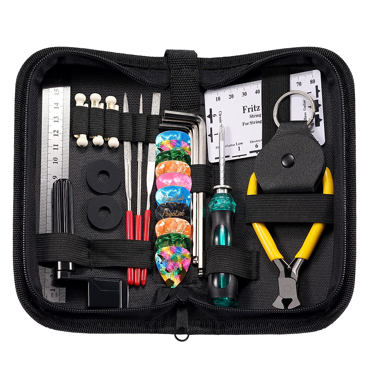 31Pcs Guitar Tool Kit, POGOLAB Guitar Repair Kit, Luthier Tools, Guitar Winder, Guitar Setup Kit for Guitar Ukulele Bass Mandolin Banjo