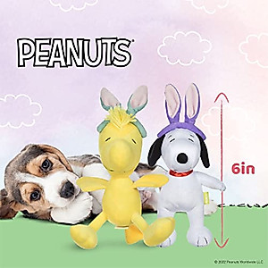 Peanuts for Pets Easter 6" Snoopy & Woodstock Bunny Ears Plush Squeaker Toy 2PC | Peanuts Dog Toys, Snoopy & Woodstock with Bunny Ears| Easter Dog Gifts | Snoopy Toys for Dogs