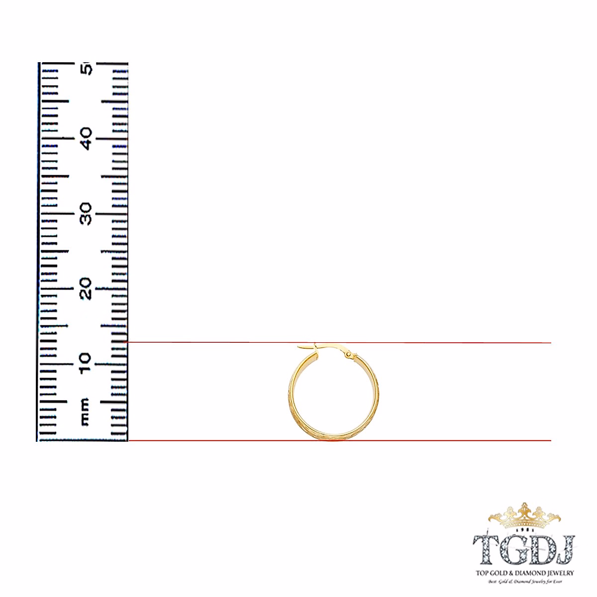 TGDJ 14k Yellow Gold Round Hoop Earrings - 2mm Thick Sterling Hinged Hoop Earrings for Women - Available in 9 Different Sizes from 13 mm to 65 mm