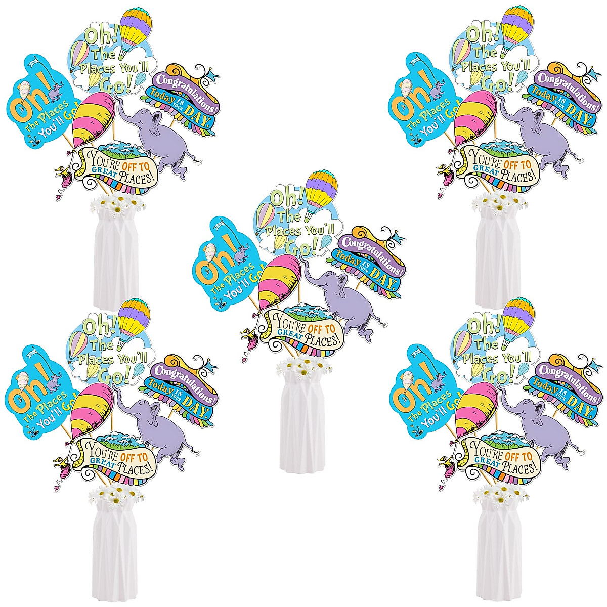 Oh The Places You'll Go Decorations 24Pcs Oh The Places You'll Go Centerpiece Sticks Kindergarten Graduation Party Centerpieces for Tables