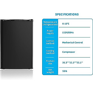 Anpuce 4.5 Cu. Ft Compact Refrigerator-Mini fridge Upright Freezers for Dorm, Garage, Camper, Basement, or Office, Single Door Black