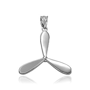 Polished 925 Sterling Silver Airplane Propeller Charm Pendant
