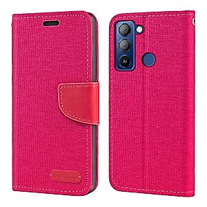 Shantime for Tecno Pop 5 LTE Case, Oxford Leather Wallet Case with Soft TPU Back Cover Magnet Flip Case for Tecno Pop 5 Rose
