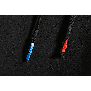 GURUNVANI Fashion Hoodies Men's Color Block Pullover O-Neck Hooded Sweatshirt Patchwork Black