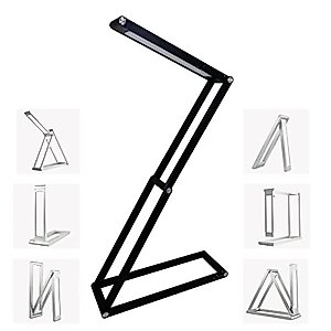 LEDHOLYT Foldable LED Desk Light, Slim Portable Rechargeable USB Table Light, Eye-Caring Aluminium Alloy Table Lamps,for Home, Reading, Studying, Work, Travel (Black)