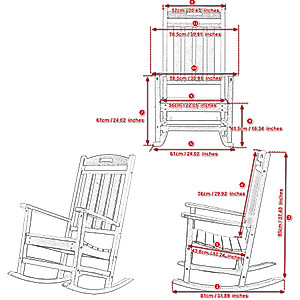 Adiromoti Outdoor Rocking Chair, All-Weather Resistant Poly Lumber Rocker Chair Outdoor, High Back Plastic Patio Rocking Chairs for Outside Porch Rocker Garden Lawn, Navy Blue