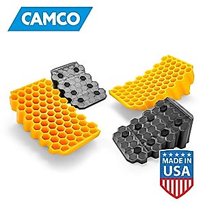 Camco Rv Curved Leveler With Chock - 2 Pack - Easy Drive-On Leveler Adds Up To 4" In Height (44425)