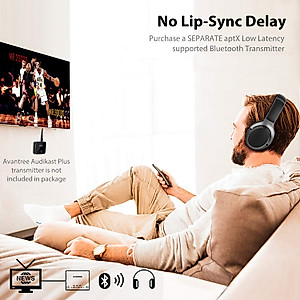 Avantree Aria Pro aptX-HD Bluetooth 5.0 Active Noise Cancelling Headphones with Boom Microphone for Music & Calls, SSD Option, Low Latency Over Ear Wireless & Wired Headset for Phone Computer Laptop