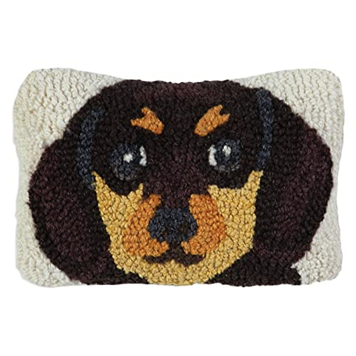 Chandler 4 Corners Artist-Designed Dachschund Hand-Hooked Wool Decorative Throw Pillow (8” x 12”) Dog Pillow for Couches & Beds - Easy Care & Low Maintenance Pillow - Brown Dachshund Throw Pillow