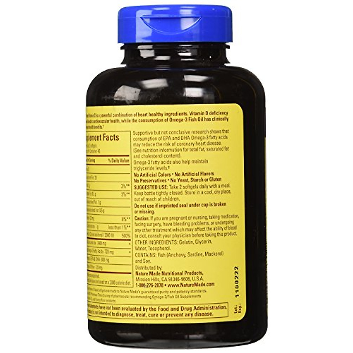 Nature Made Fish Oil 1,200 mg + VIT D 1,000 IU Softgels, 90 ct