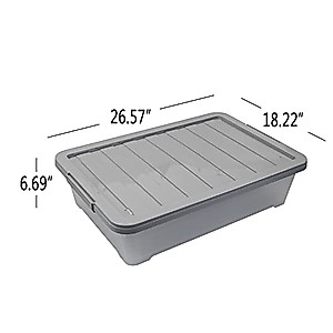 Qqbine 40 Quart Large Under Bed Storage Bins with lids, Plastic Wheeled Latching Boxes, 3 Packs