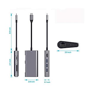 XUNMAIFHB Portable Docking Station,Type-c Dock Type-c to hdmi/Type-c hub Reader + Network Card hub USB3.0, RJ45, USB-C PD, 4K HDMI Fast Transmission
