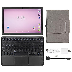 SHYEKYO Tablet PC, 10.1 Inch FHD HD Tablet 6GB RAM 128GB ROM Dual Camera Aluminium Alloy with Keyboard for Travel (US Plug)