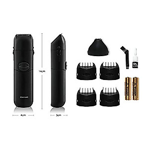 URBANER Battery Powered Facial Hair Trimmer for Men Electric Beard Shaver and Hairstyle Razor Waterproof Chest Razors for Men, Safe Blade, Black, MB-342
