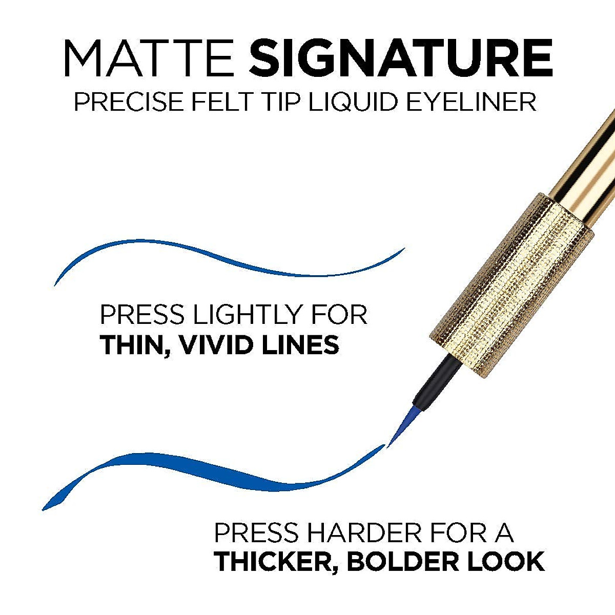 L’Oréal Paris Makeup Matte Signature Liquid Dip Eyeliner, Waterproof, Precise and Easy Application, All Day Wear, Vivid Matte Finish, Blue, 0.07 fl; Oz.