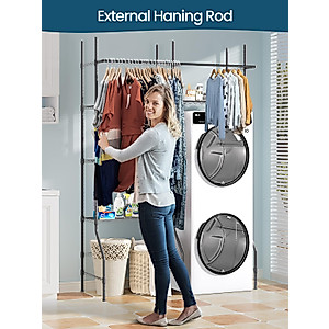 YORKING Clothes Drying Rack, Over The Washer and Dryer Storage Shelf with Adjustable Shelves, Space Saving Drying Rack for Laundry Room Easy Storage