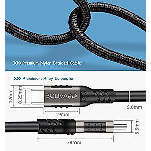 Bolivard USB C to USB C (3.2 Gen) (0.7ft) (100W, 20V, 5A) PD Fast Charging, (20Gbps) Data Transfer, (4K) Video Output, for Charging iPhone 15 Models & Devices with USB-C Input, Black