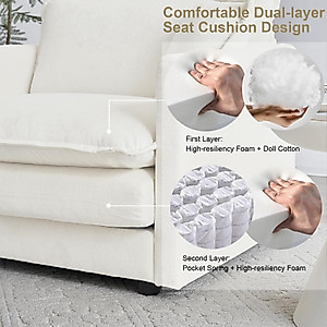 KIVENJAJA Chenille Single Sofa Chair, 41.4”W Oversized Accent Chairs, Modern Upholstered Deep Seat Comfy Armchair with Pillow for Living Room Bedroom Office Apartment, Beige