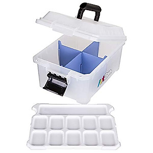 ArtBin 6816AG Sidekick Cube Carrying Case with Paint Pallet Tray, Portable Art & Craft Organizer with Handle, [1] Plastic Storage Case, Clear