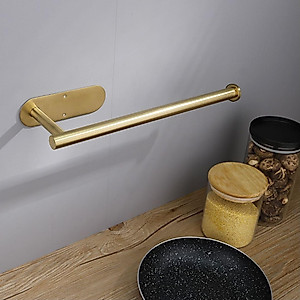 Paper Towel Holder Wall Mount，Aluminum Alloy Paper Towel Holder Sturdy and Durable ,Paper Towel Holder Under Cabinet ,Vertically or Horizontally Mount Both Available in Adhesive and Screws（Gold）