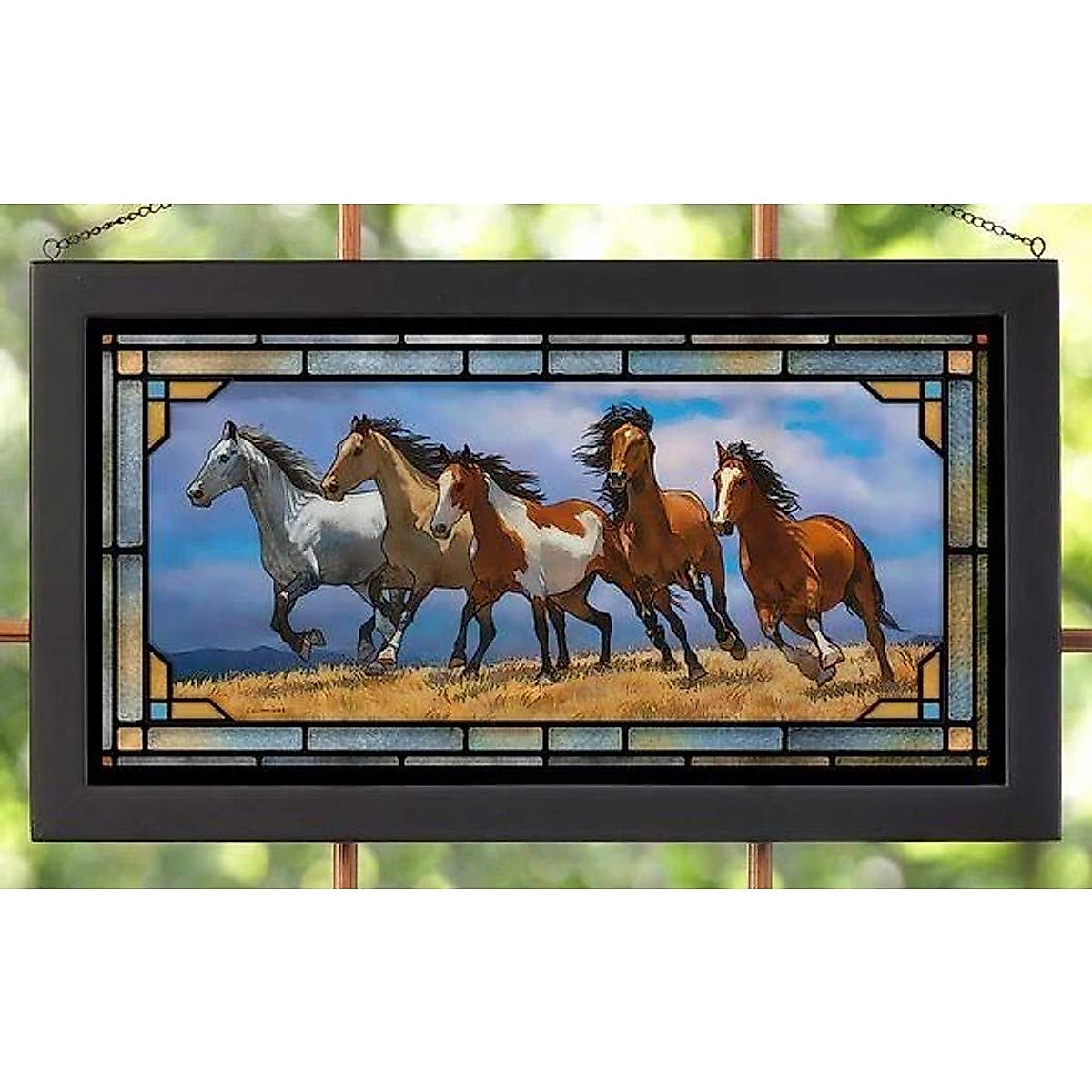 Wild Wings 5386500003 Stained Glass Art, 23-inch Width (Over The Top Horses)