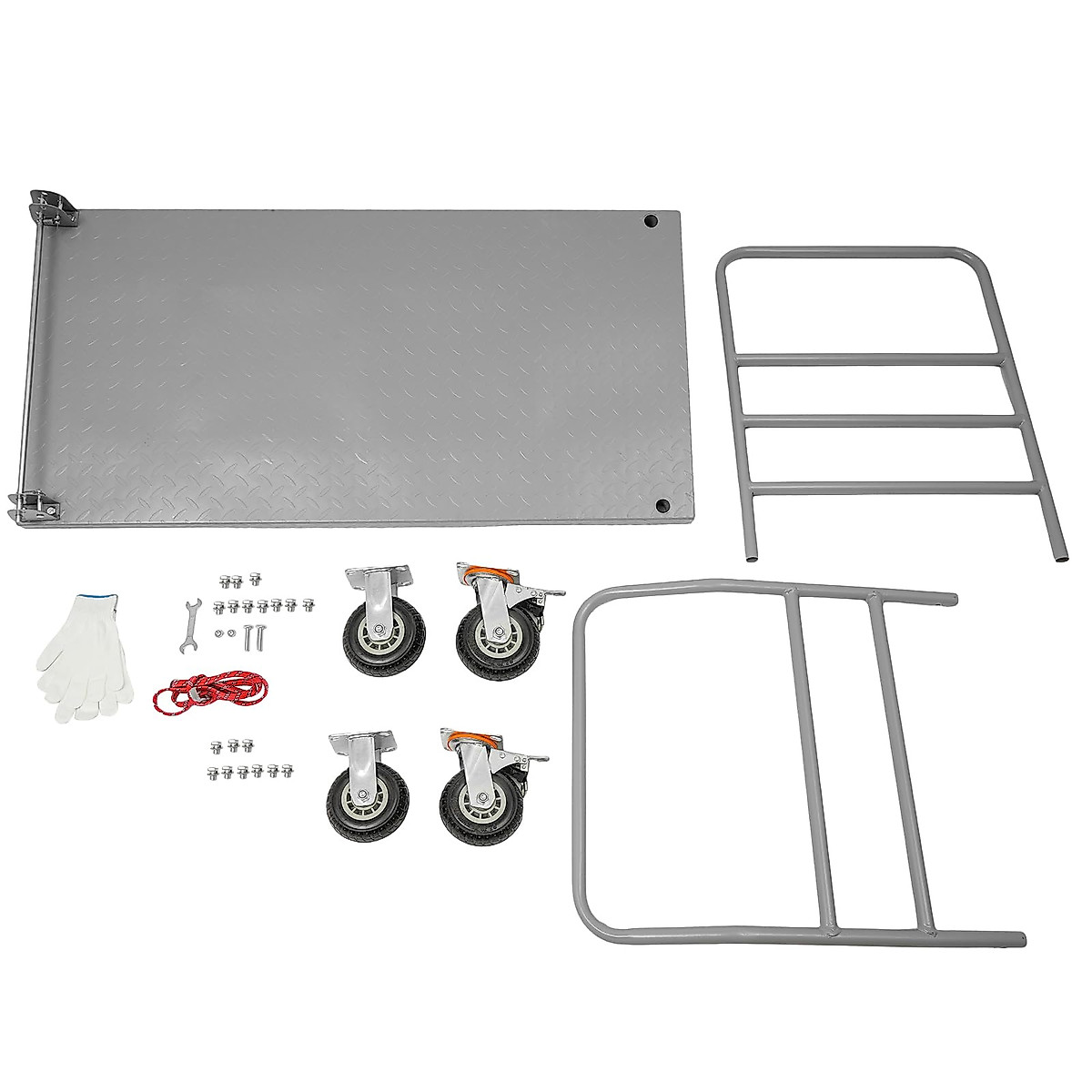 Platform Truck Cart, 48in x 24in Foldable Push Cart Dolly 2200LBS Capacity Steel Heavy Duty Moving Platform Trucks with 6'' Wheels Detachable Rear Guardrail (48in x 24in)