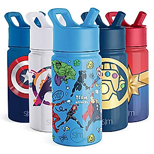 Simple Modern Marvel Avengers Kids Water Bottle with Straw Lid | Insulated Stainless Steel Reusable Tumbler Gifts for School, Toddlers, Girls, Boys | Summit Collection | 14oz, Avengers Heroes