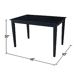 International Concepts Solid Wood Dining Table with Shaker Legs, 48 by 30 by 30-Inch, Black