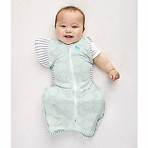 Love to Dream Transition Bag Organic 1.0 TOG, Celestial Dot Mint, Medium, 13-19 lbs., Patented Zip-Off Wings, Gently Help Baby Safely Transition from Being swaddled to arms Free Before Rolling Over