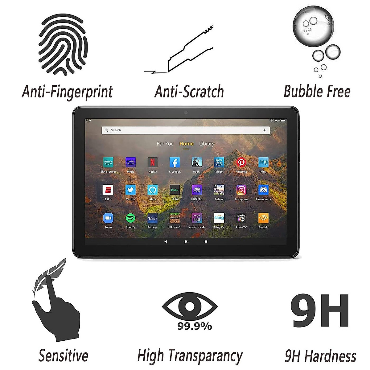 Macoku [2-Pack] Screen Protector for All New HD 10 2021 Release(11th Gen Tablet) Latest Model 1080P 10.1" Bubble-Free Tempered Glass, Full HD, 9H Hardness, Easy to Install