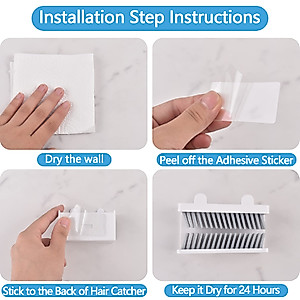Shower Hair Catcher Wall, Reusable Hair Collector for Shower, Easy to Install Hair Catcher for Shower Wall, Bathroom Hair Catcher Hair Trap Prevent Hair Clogged Drains(White)