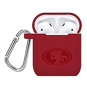 GAME TIME San Francisco 49ers Engraved Silicone Case Cover Compatible with Apple AirPods Gen 1&2 (Crimson)
